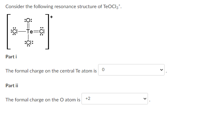 Solved Consider the following resonance structure of TeoCl3. | Chegg.com