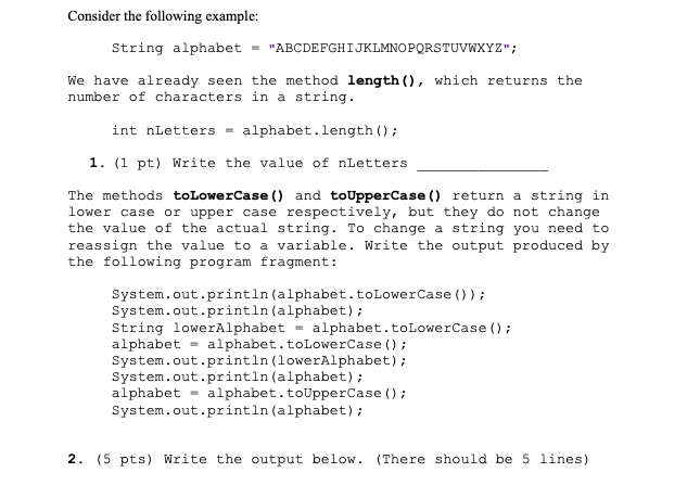 Solved Consider The Following Example String Alphabet 