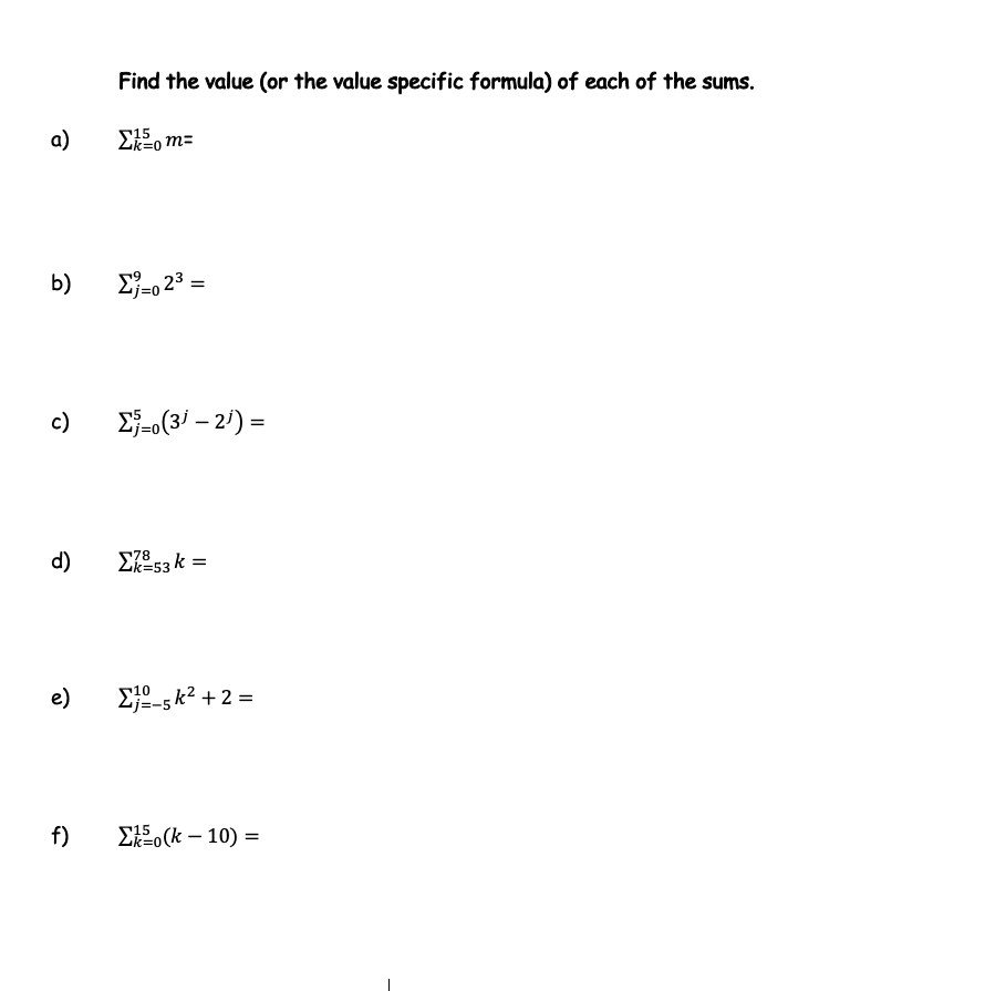 Solved Find the value (or the value specific formula) of | Chegg.com