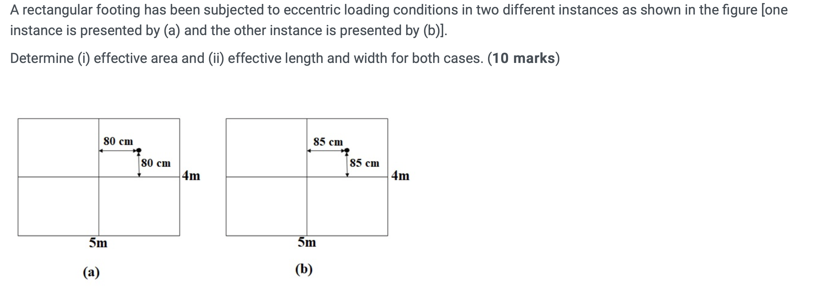 Solved A rectangular footing has been subjected to eccentric | Chegg.com