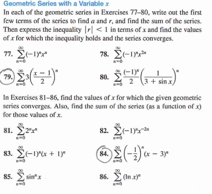 Solved Geometric Series with a Variable r In each of the | Chegg.com