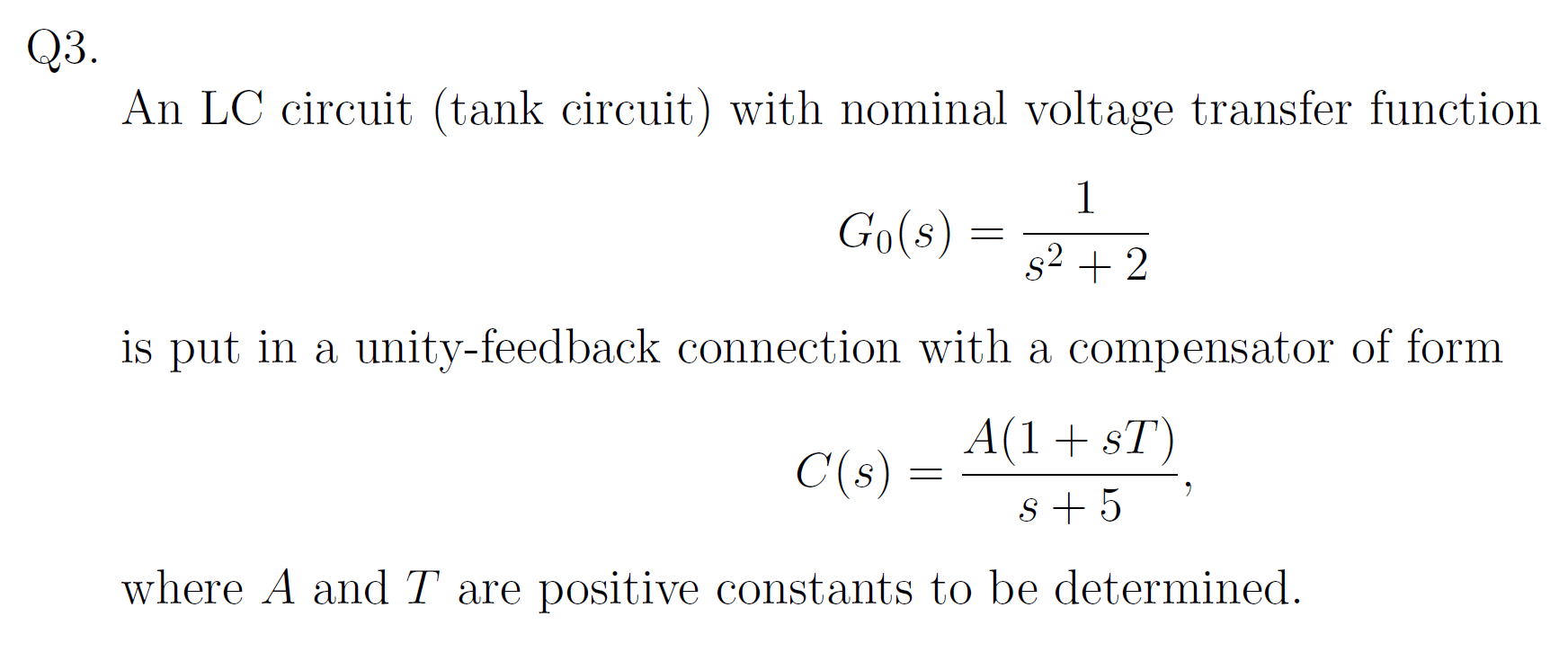 Solved Q3. An LC circuit (tank circuit) with nominal voltage | Chegg.com