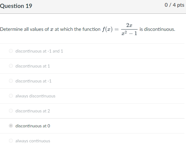 Solved Determine all values of x at which the function | Chegg.com