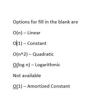 Solved Complete the following table by identifying the Big-O | Chegg.com