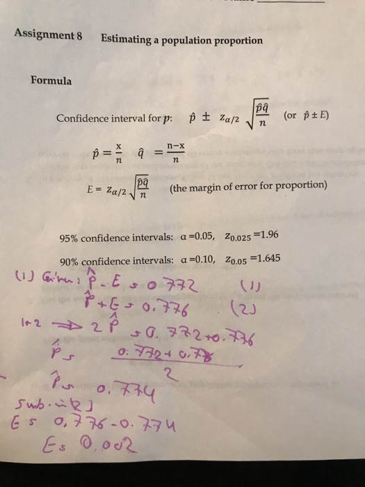 Solved Assignment 8 Estimating a population proportion | Chegg.com