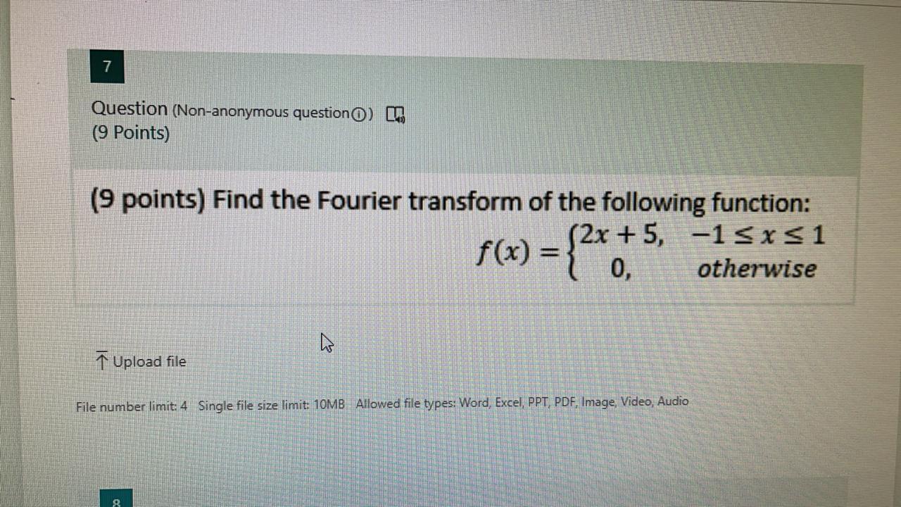 Solved 7 Question (Non-anonymous question 0) (9 Points) (9 | Chegg.com