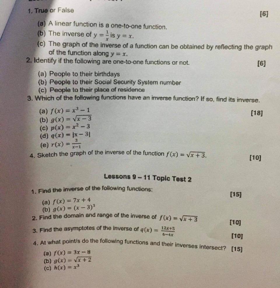 Solved 1. True or False (a) A linear function is a | Chegg.com