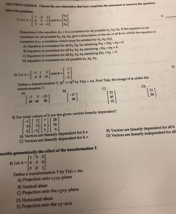 Solved MULTIPLE CHOICE. Choose the one alternative that best | Chegg.com