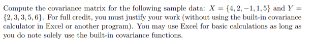 Solved Compute the covariance matrix for the following | Chegg.com