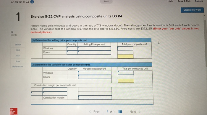 Solved Ch 05 Ex 5-22 Help Seve & Exit Submit Check my work | Chegg.com