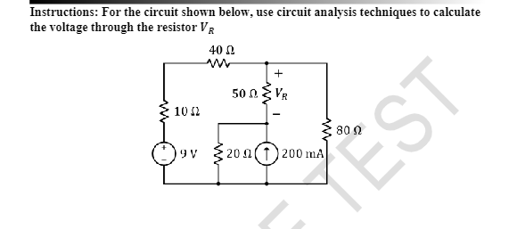 Solved Instructions: For the circuit shown below, use | Chegg.com