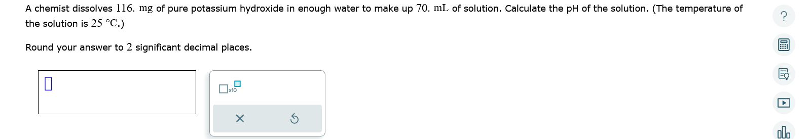 Solved A chemist dissolves 116.mg of pure potassium | Chegg.com