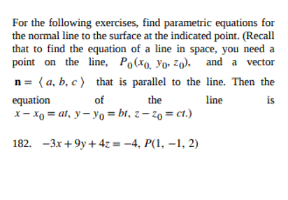 Solved For the following exercises, find parametric | Chegg.com