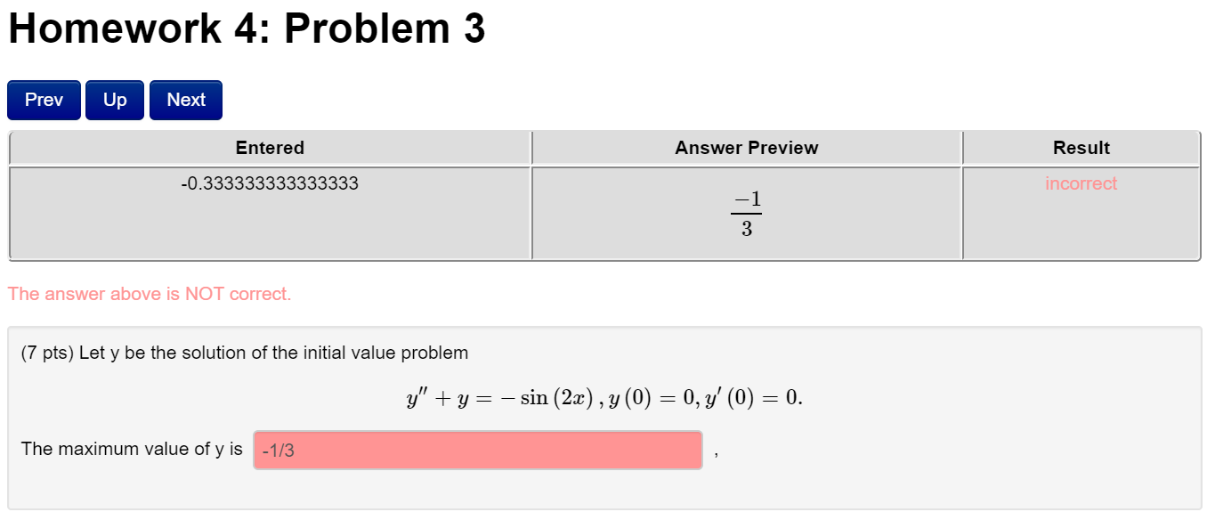 Solved Homework 4: Problem 3 Prev Up Next Prev Up Next | Chegg.com
