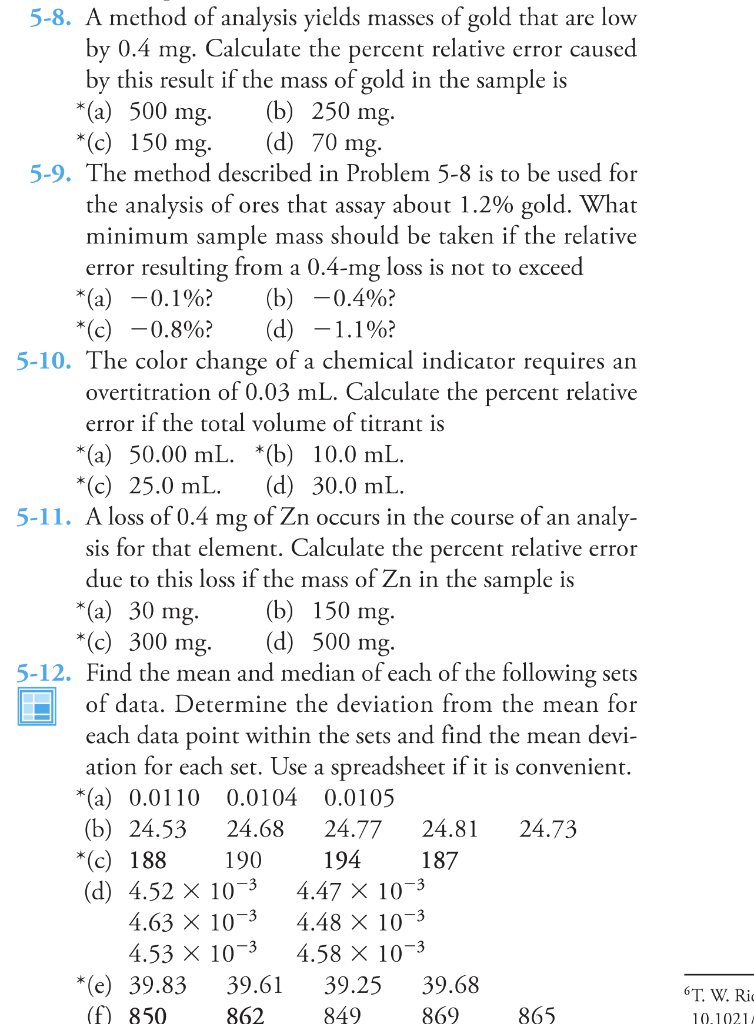 Solved 5-8. A method of analysis yields masses of gold that | Chegg.com
