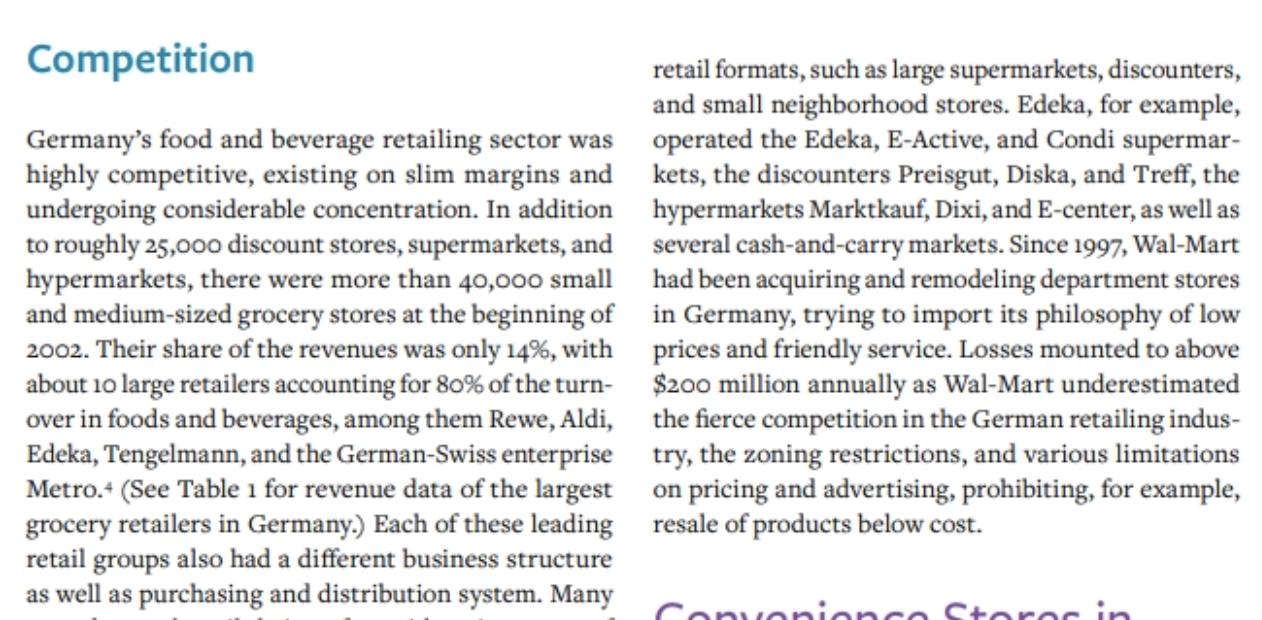 Solved 1. After Wal-Mart entered Germany in 1997, through | Chegg.com