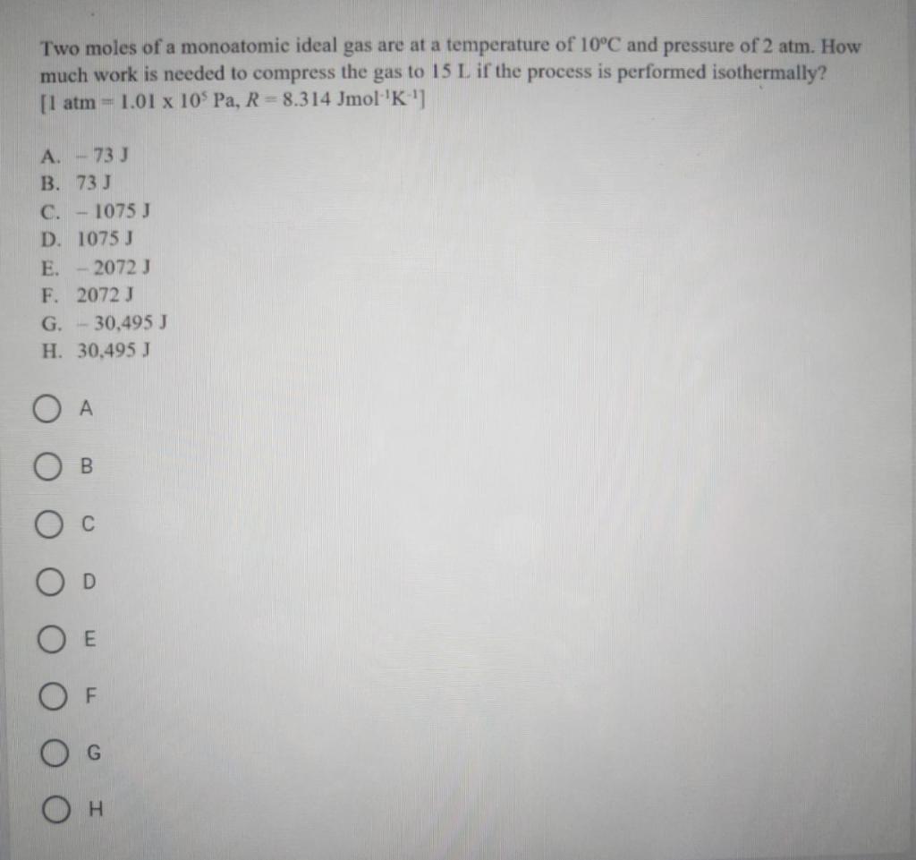 Solved Two moles of a monoatomic ideal gas are at a | Chegg.com