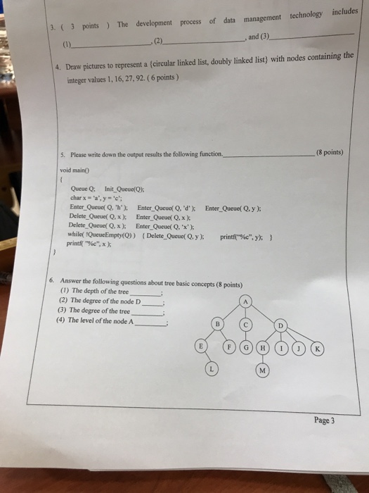 Solved 3. 3 pointsThe development process of data management | Chegg.com