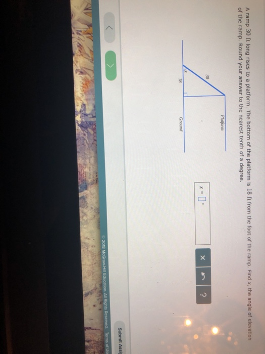 Solved A ramp 30 ft long rises to a platform. The bottom of | Chegg.com