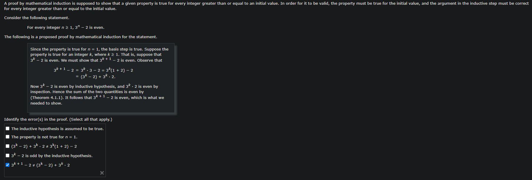 Solved A proof by mathematical induction is supposed to show | Chegg.com