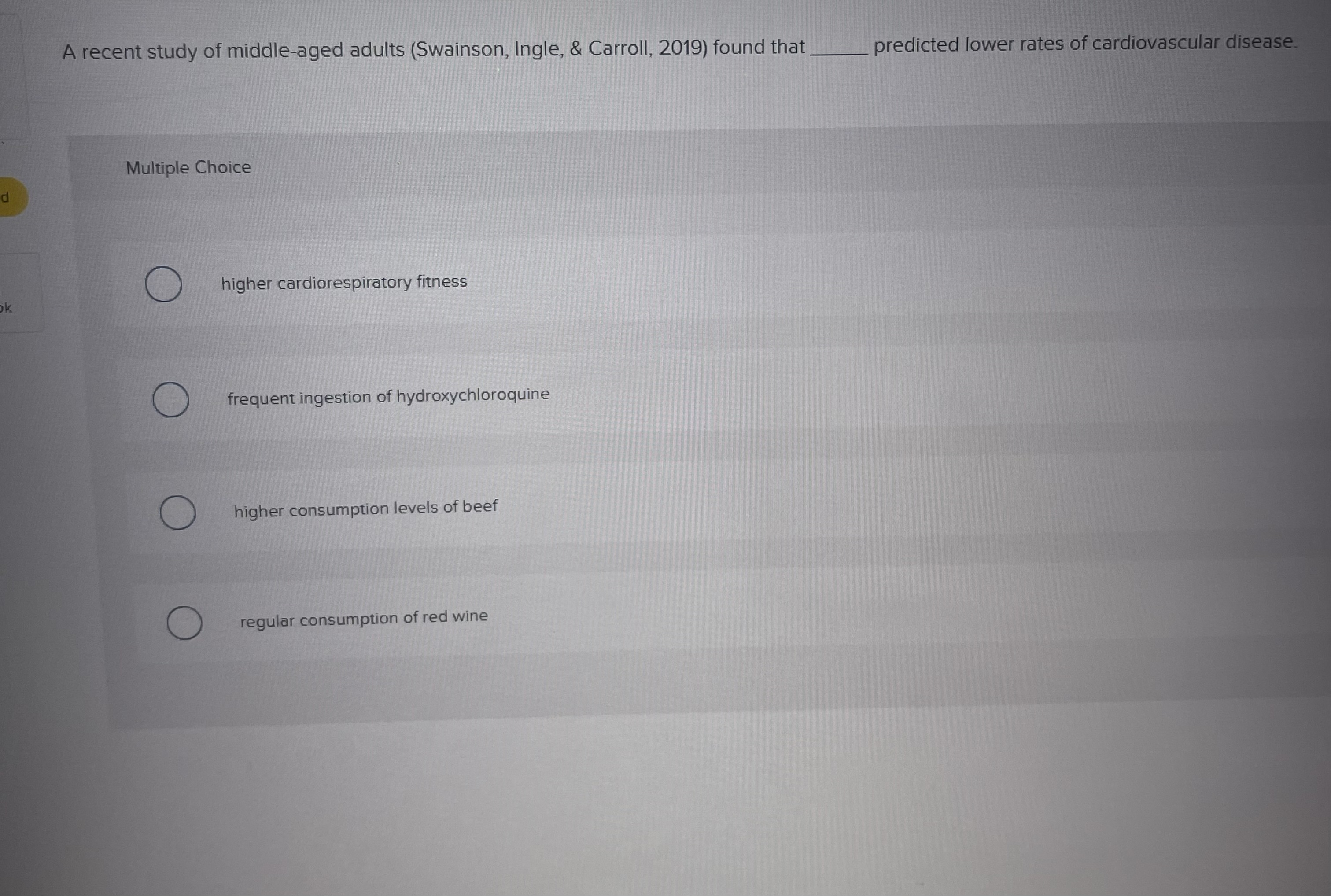 Solved A recent study of middle-aged adults (Swainson, | Chegg.com