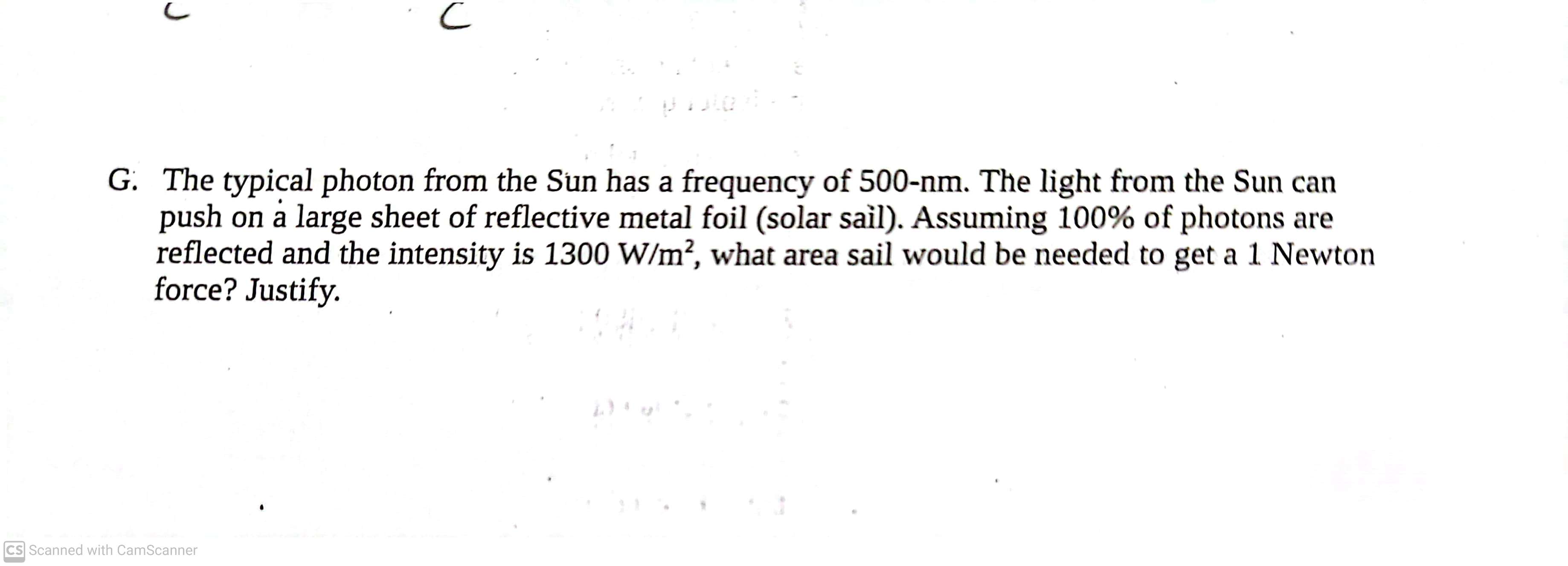 Solved G. The typical photon from the Sun has a frequency of | Chegg.com