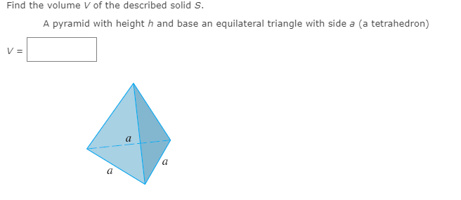 Solved Find the volume V of the described solid S. A pyramid | Chegg.com