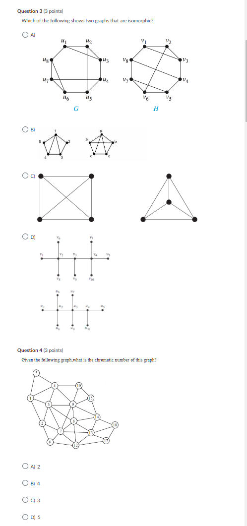 Solved Question 1 (3 points) Which of the following graph is | Chegg.com