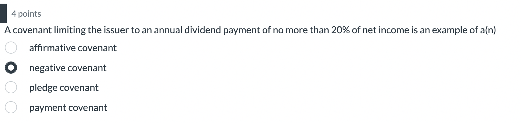 Solved A covenant limiting the issuer to an annual dividend | Chegg.com
