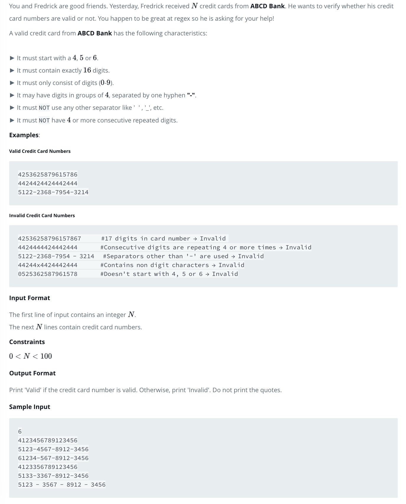 Solved card numbers are valid or not. You happen to be great | Chegg.com