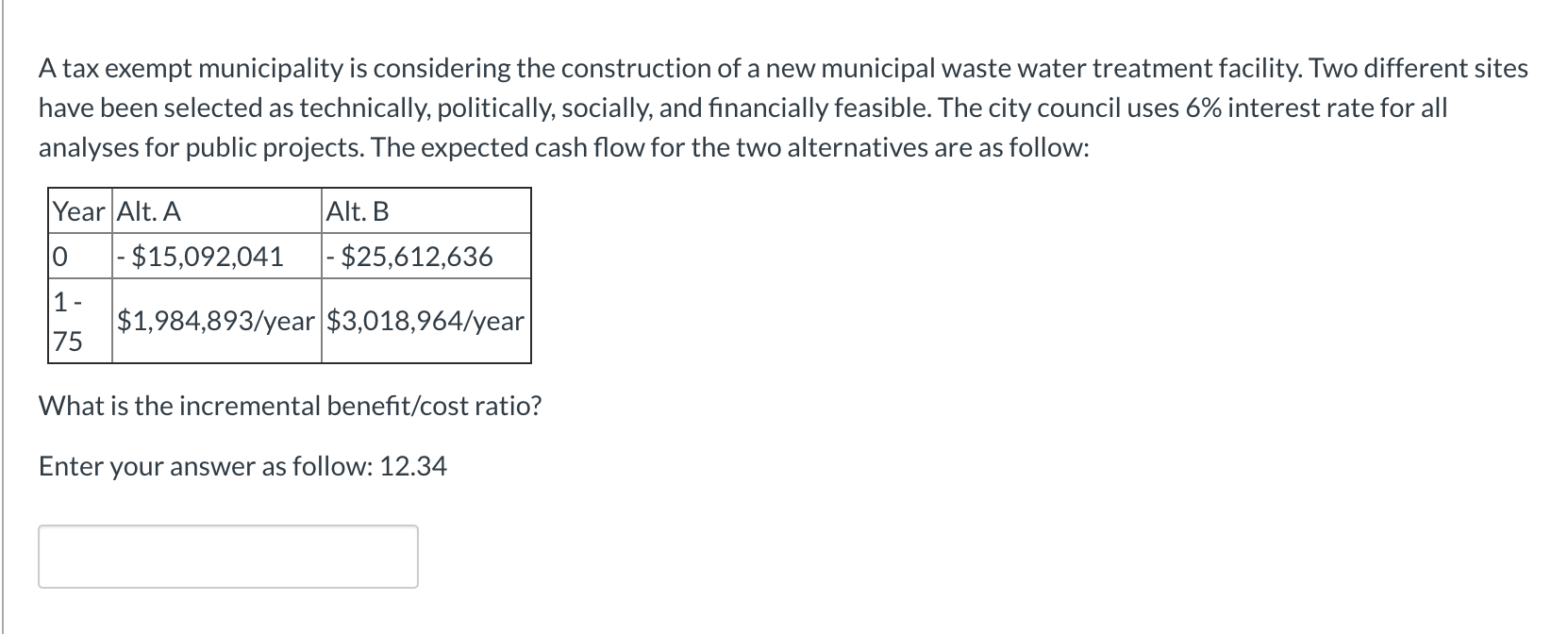 Solved A tax exempt municipality is considering the | Chegg.com