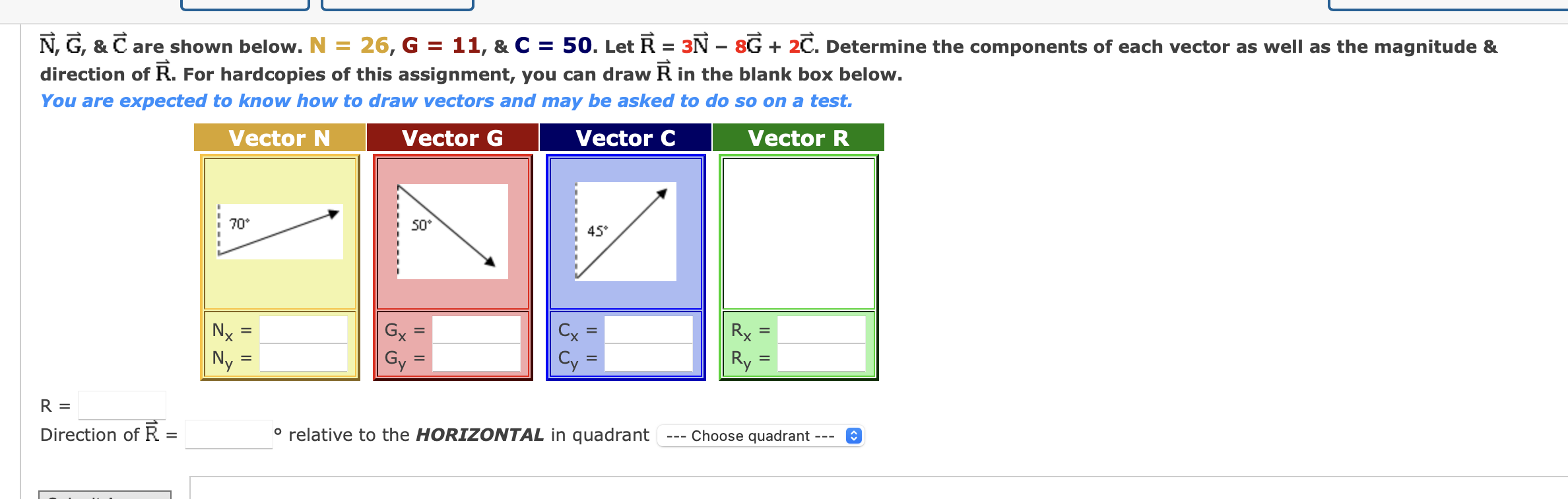 Solved vec N,vec(G),&vec(C) ﻿are shown below. | Chegg.com