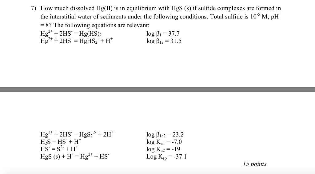 Solved 7) How much dissolved Hg(Π) is in equilibrium with | Chegg.com