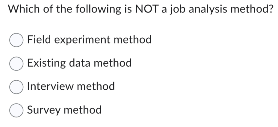 Solved Which of the following is NOT a job analysis method? | Chegg.com