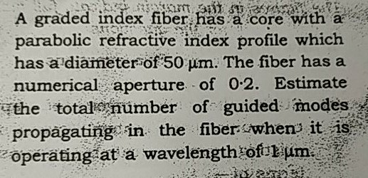 Solved A graded index fiber has a core with a parabolic | Chegg.com