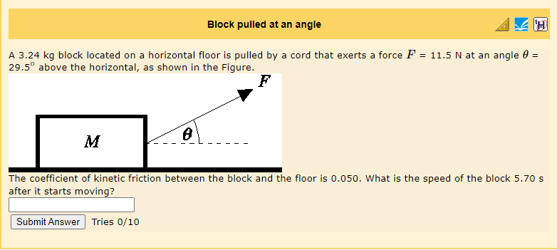 Solved Block pulled at an angle A 3.24 kg block located on a | Chegg.com