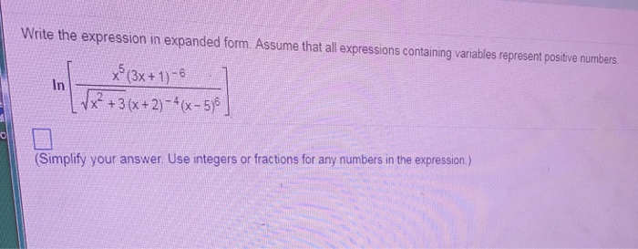 Solved Write the expression in expanded form. Assume that | Chegg.com