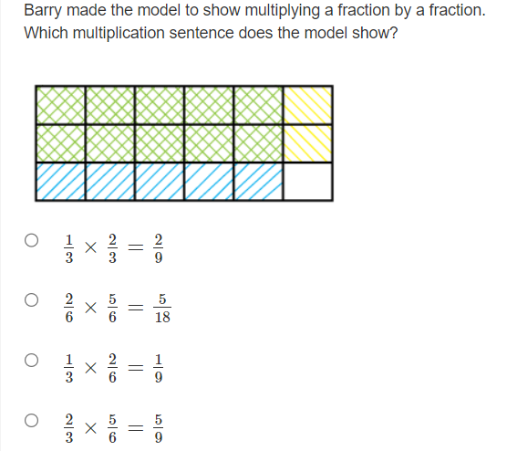 Solved Barry made the model to show multiplying a fraction | Chegg.com