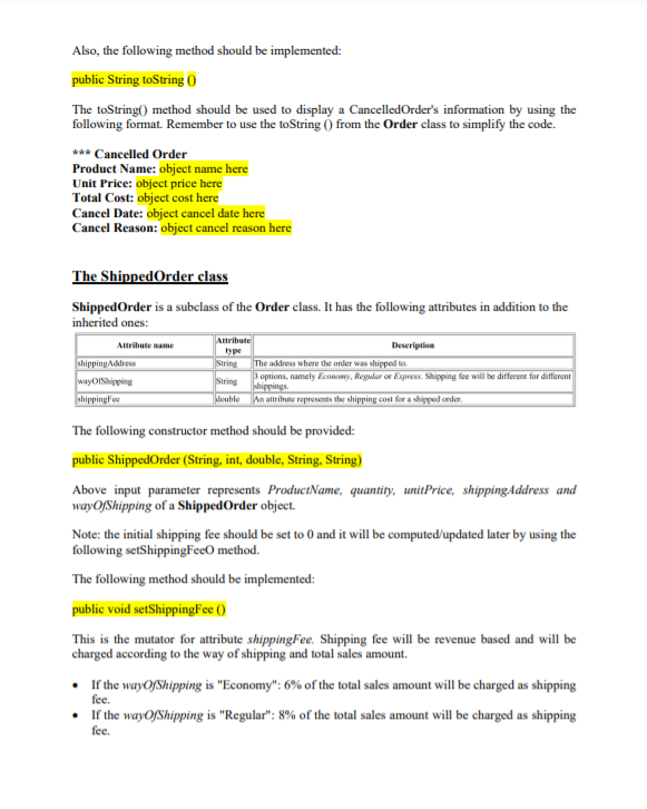 Solved Assignment Description Create the following classes | Chegg.com
