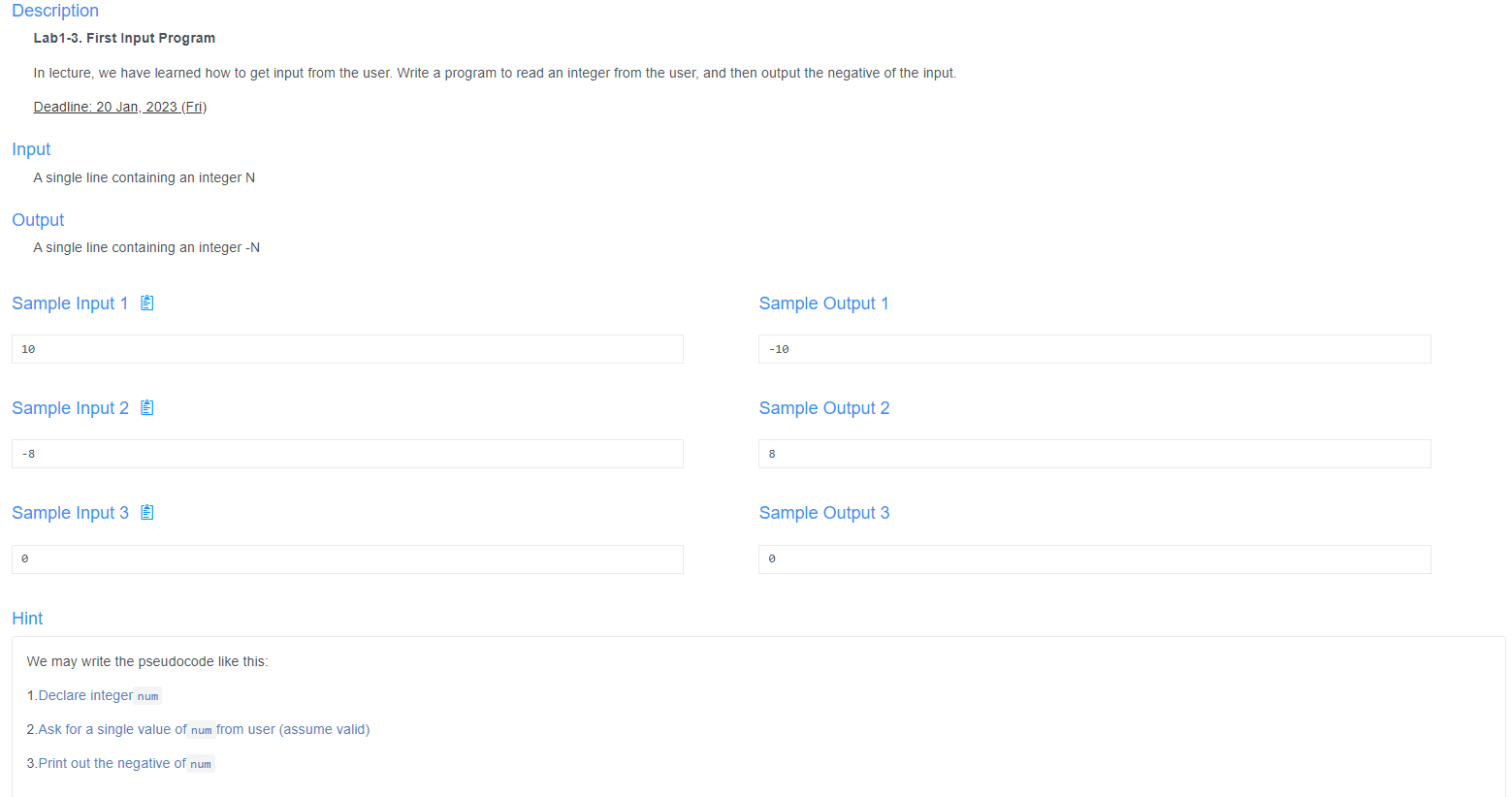 Solved Description Lab1-3. First Input Program In lecture, | Chegg.com
