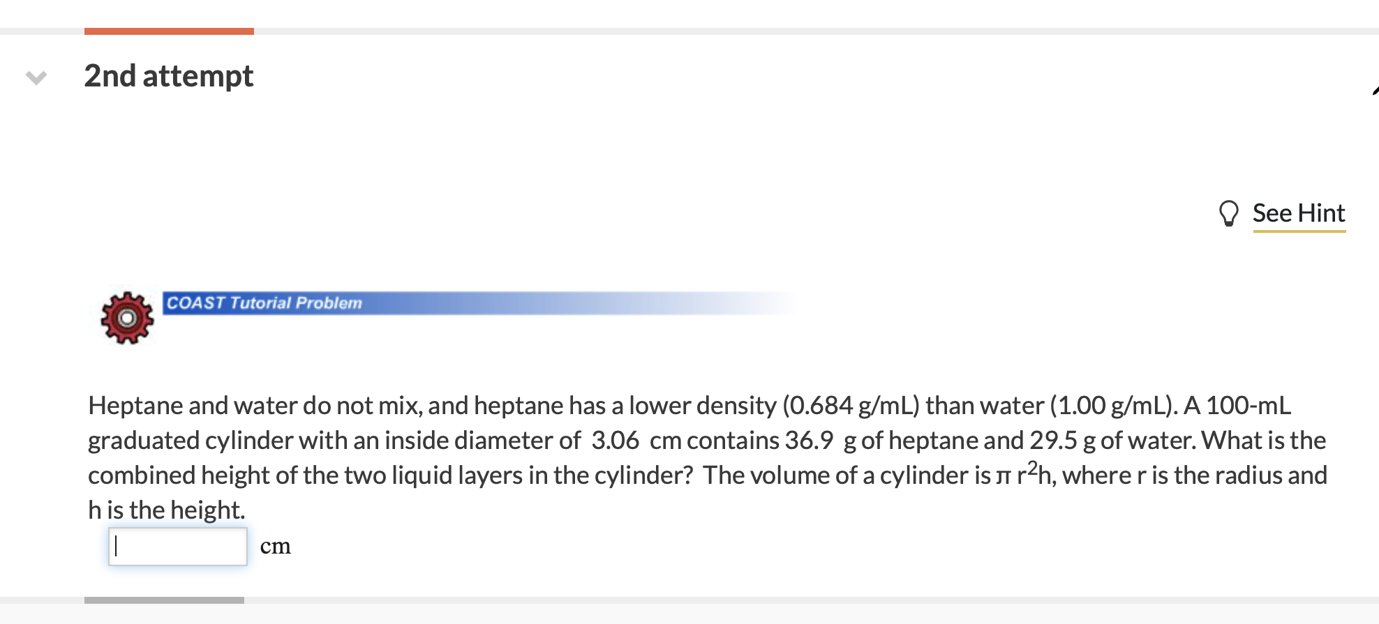 Solved 2nd attempt See Hint COAST Tutorial Problem Heptane | Chegg.com
