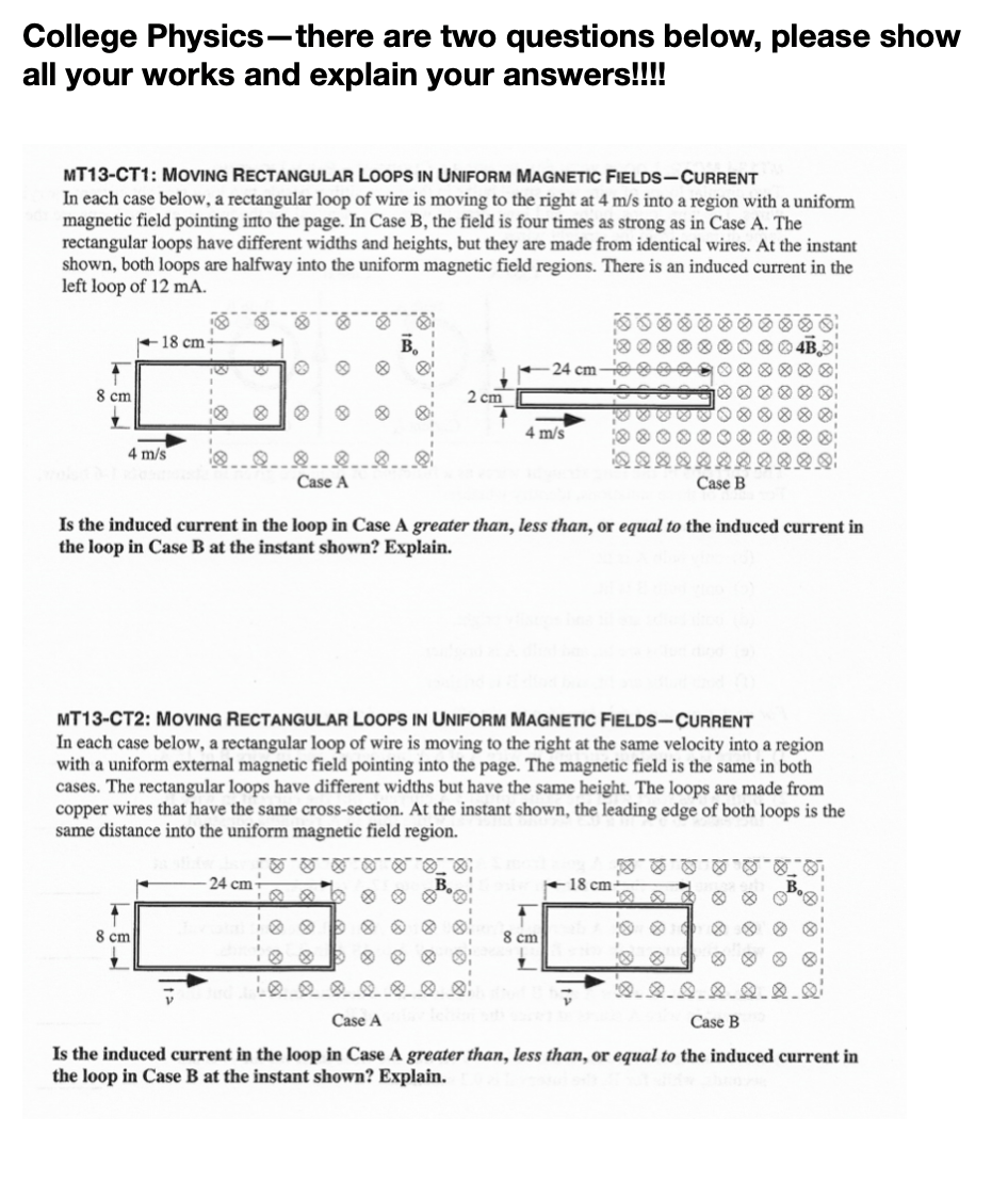 Solved College Physics-there are two questions below, please | Chegg.com