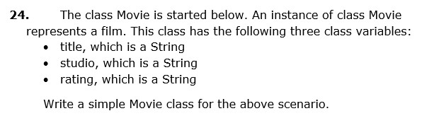 Solved 24. The class Movie is started below. An instance of | Chegg.com