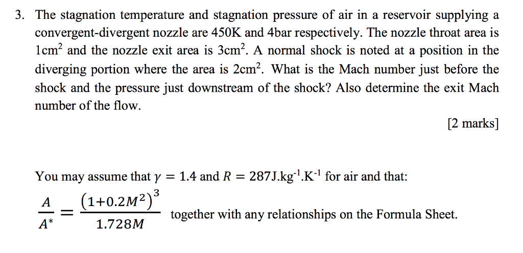 Solved 3. The stagnation temperature and stagnation pressure | Chegg.com