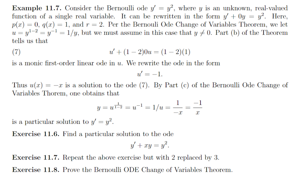 Solved Example 11.7. Consider the Bernoulli ode y' = y², | Chegg.com