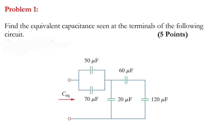 Solved Problem 1: Find the equivalent capacitance seen at | Chegg.com