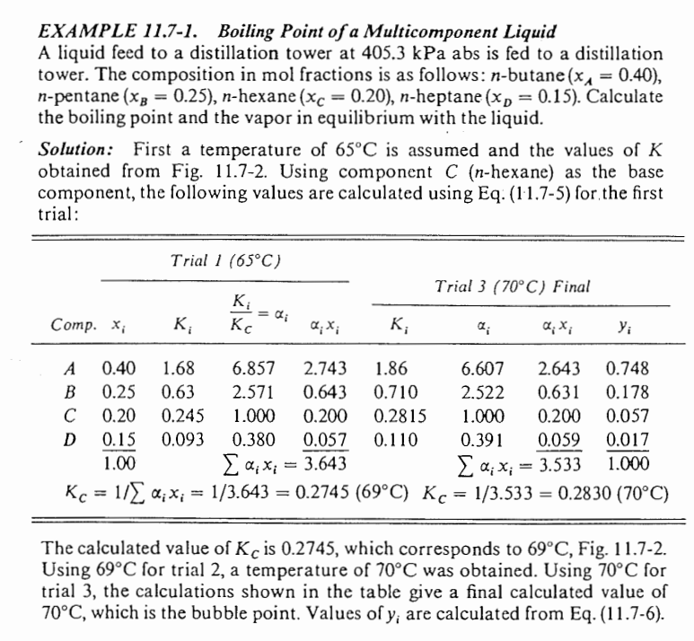 Solved 11.7-1. Flash Vaporization of Multicomponent Feed. | Chegg.com