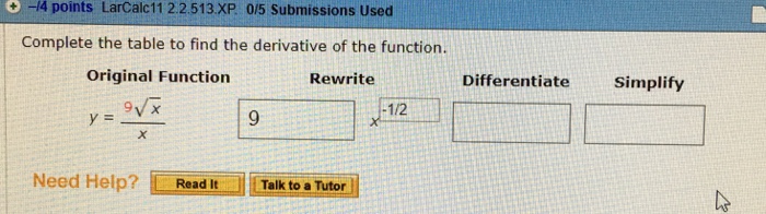 Solved Complete the table to find the derivative of the | Chegg.com