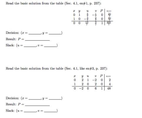 Solved Read the basic solution from the table (Sec. 4.1, | Chegg.com