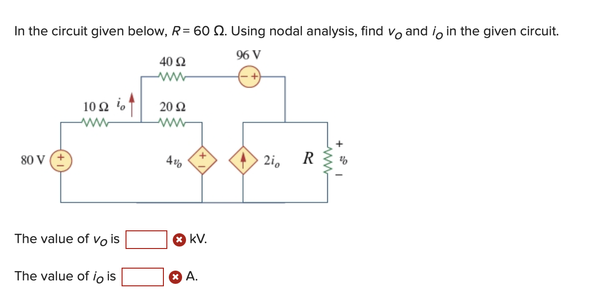 Solved In the circuit given below, R=60Ω. Using nodal | Chegg.com